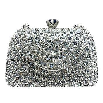 Bolsa Clutch Festa Prata Com Pedraria e Detalhes em Strass - New ...