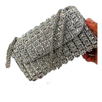 Bolsa Clutch Luxo Com Pedraria Prata Strass Para Festas - New Fashion ...