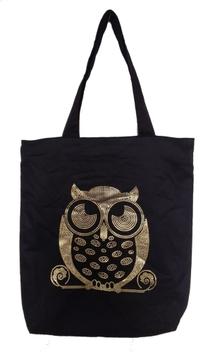 Bolsa Coruja Dourada Ecobag Sacola Feminina 100% Algodão - DB - Sacola Ecológica / Ecobag ...