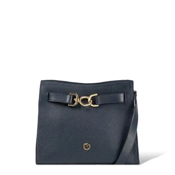 Bolsa Couro Transversal Metal Hook Azul Marinho - Le Postiche - Bolsas ...