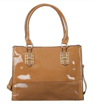 Bolsa Feminina de Verniz Vada Detalhes Dourado Marrom - Morgan - Bolsas ...