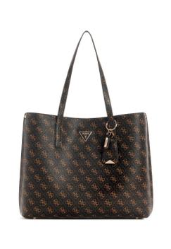 Bolsa GUESS Meridian Girlfriend Tote Marrom - Logo da Marca - Bolsas ...