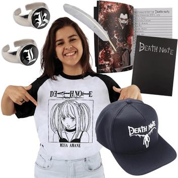Boné Death Note Caderno Acessórios Manga Kira L Misa Anel - Boné ...