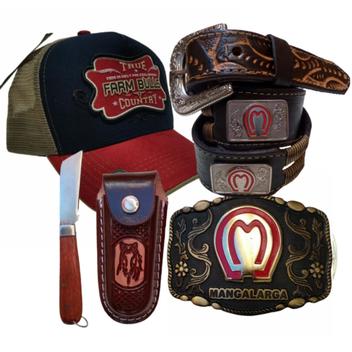 Boné + Fivela + Cinto + Bainha Com Canivete Kit Unissex Luxo - Selaria ...