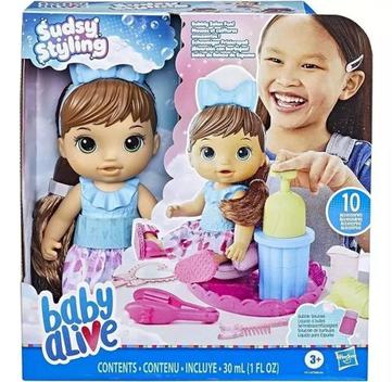 Boneca Baby Alive Sudsy Styling Cabelos Castanhos - 30cm - hasbro ...