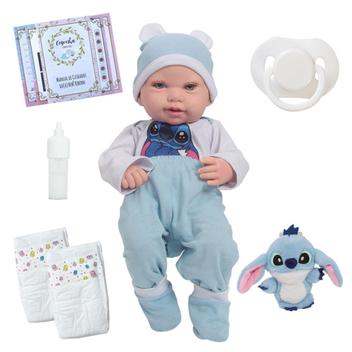 Boneca Bebê Reborn Larinha Stitch 43cm Com Kit Acessórios - Cegonha ...