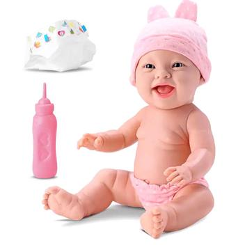Boneca Bebê Reborn Pop Joy na Caixa com Mamadeira Fralda Toca e ...