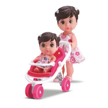 Boneca Bee Hugs Mãe E Filha Carrinho De Passeio - Bee Toys - Boneca ...