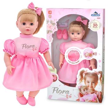 Boneca Flora Grande 50cm Abre e Fecha Olhos Fala 30 Frases - Adijomar - Bonecas - Magazine Luiza