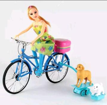 Boneca que Anda de Bicicleta Com 2 Cachorrinhos - Som e Luz - Toy King ...