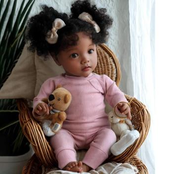 Boneca Reborn BABESIDE Daisy - Menina Negra de 50cm com Roupas - Boneca ...