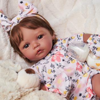 Boneca Reborn BABESIDE Marlie Black Girl 43 cm com kit de alimentação ...