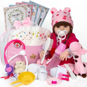 Boneca Reborn Realista Laura Girafa Linda com 25 Acessórios - Cegonha ...