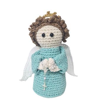 Boneco Anjo da Guarda Verde Crochê 17x8,5cm - Escultura Anjo da Guarda ...