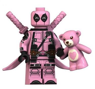 Boneco Blocos De Montar Super Heróis Deadpool Rosa Ursinho - Mega Block ...