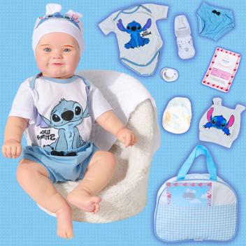 Boneco Realista Bebê Reborn Stitch Corpinho Siliconado Pode Dar Banho ...