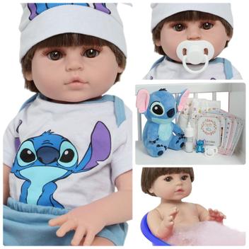 Boneco Reborn Arthur 46cm Roupa Stitch Com Pelúcia 13 Itens - Cegonha ...