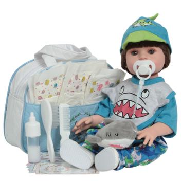 Boneco Reborn Bebê Realista Menino Tubarãozinho Bolsa Itens - Cegonha ...