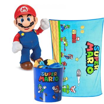 Boneco Super Mario com Som e Kit Manta Balde de Pipoca - Candide ...