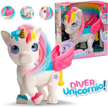 Boneco Unicórnio Articulado Colorido Infantil Meninas Vinil - DiverToys ...