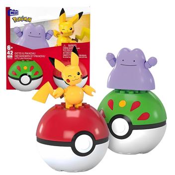 Bonecos Figuras Megablock Ditto e Pikachu Poke ball 42 Peças - MAttel ...
