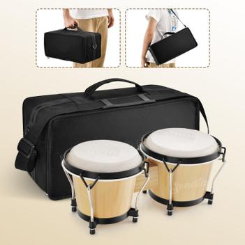 Bongô Percussão Profissional 6" e 7" pele animal e bag sonata vermelho ...