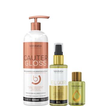 Borabella Cauter Gloss 500ml + Elixir 60ml + Óleo Argan 7ml - Kit de Tratamento para Cabelos ...