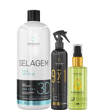 Borabella Selagem 3D 1Litro + Fluido 300ml + Óleo Argan 60ml - Cuidados ...