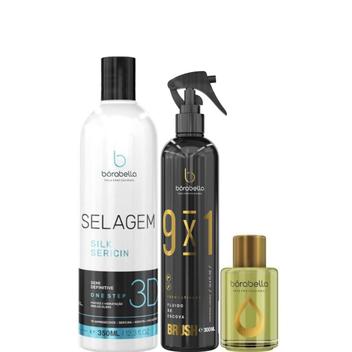 Borabella Selagem 3D 350ml + Fluido 300ml + Óleo Argan 7ml - Kit de ...