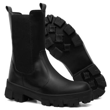 Bota Coturno Feminino Tratorado Cano Longo Lisa - Strong Cat - Coturno ...