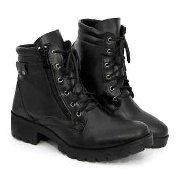 Bota Coturno Feminino Tratorado Casual Preto Cano Curto Zíper Lateral ...