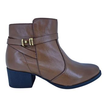 Bota Em Couro Salto Baixo Cano Curto Scarpetti B-2551 Marrom - Bota Feminina - Magazine Luiza