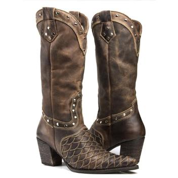 Bota Feminina Cano Longo Texana Couro Escamada Capelli Boots Café 35 - Bota Feminina - Magazine ...