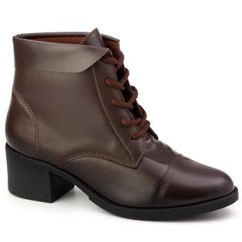 Bota Feminina Coturno Couro Cano Curto Salto Baixo Conforto - Neftali ...