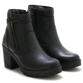 Bota Feminina Tratorada Cano Curto Zíper Conforto Dia a Dia - Sender ...
