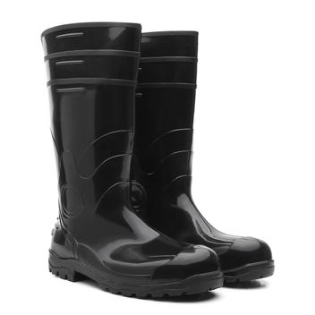 Bota galocha de borracha pvc forrada cano longo preta confortavel epi ...