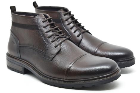 Bota Masculina Democrata Astro Couro Cadarço Garage Confortável 301102 ...