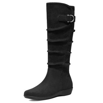 Botas femininas SUEDI na altura do joelho, desleixadas, planas, altas ...