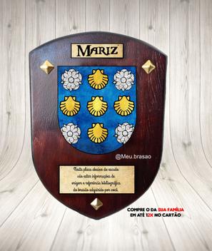 Brasão da família Mariz na madeira - @meu.brasao - Quadro Decorativo ...