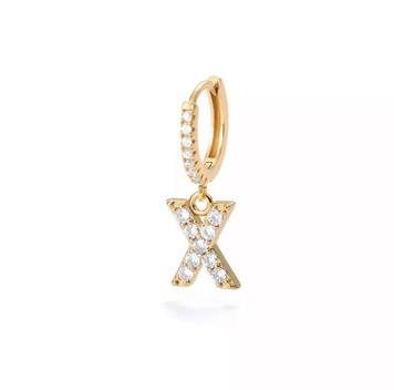 Brinco Dourado Inicial Alfabeto Letra X Argola Strass S1635 - Geral ...
