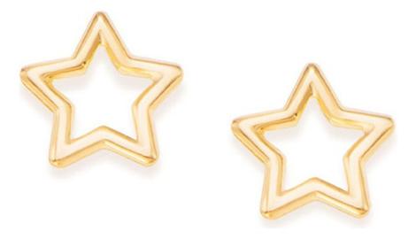 Brinco Estrela Vazado Ao Centro Rommanel 526592 - Brinco - Magazine Luiza