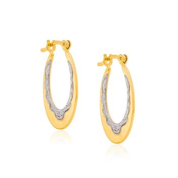Brincos rommanel banhado ouro 18k feminino grande maxi meia argola oval ...