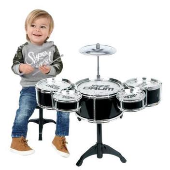 Brinquedo Bateria Infantil Com Baqueta Banco E 5 Tambores - Pais E ...