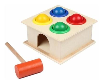 Brinquedo De Madeira Educativo Martelar Colorido Bebês - Your ...