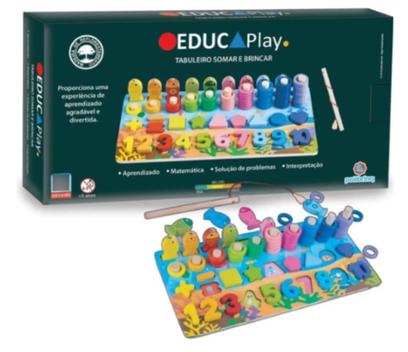 Brinquedo Educativo de Madeira Matemática Somar e Brincar Tabuleiro ...