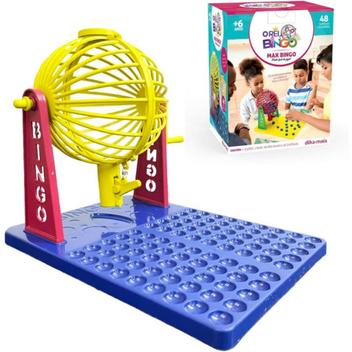 Brinquedo infantil bingo 24 cartelas 90 bolinhas globo giratório jogo ...