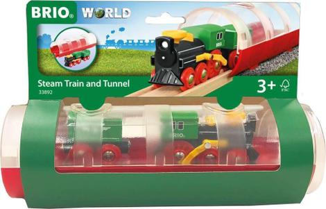 BRIO World 33892 - Steam Train & Tunnel - 3 Piece Wooden Toy Train Set ...