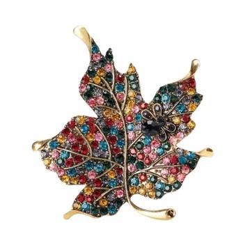 Broche De Cristal De Folha De Bordo Vermelho Para Mulheres Homens Na ...