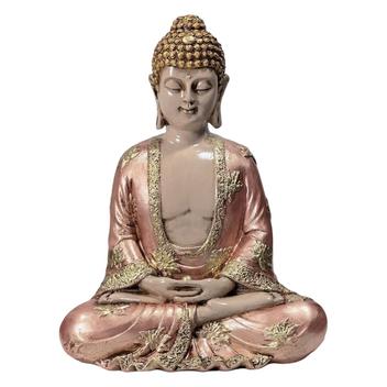Buda Hindu Tibetano Imagem Estátua Enfeite Rosa Rosê 22cm - M3 ...