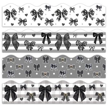 Bulletin Board Borders Beyumi Black Bows em aquarela 80 unidades ...
